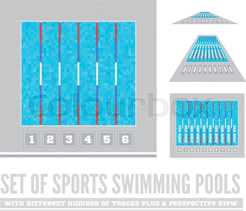 Set of sports swimming pools with ... | Stock vector | Colourbox
