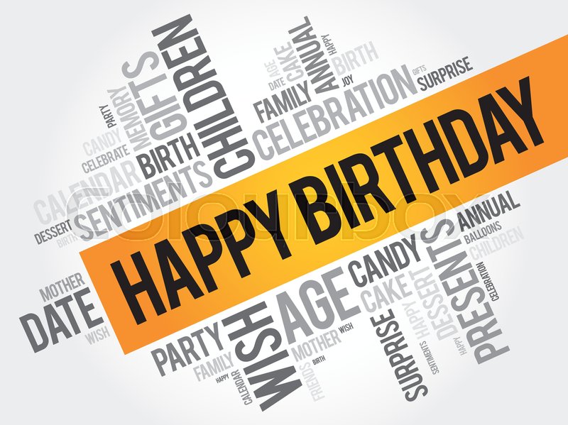 Happy Birthday word cloud collage, ... | Stock vector | Colourbox