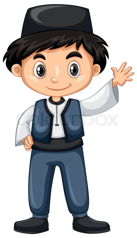 Turkish boy waving hand illustration | Stock vector | Colourbox