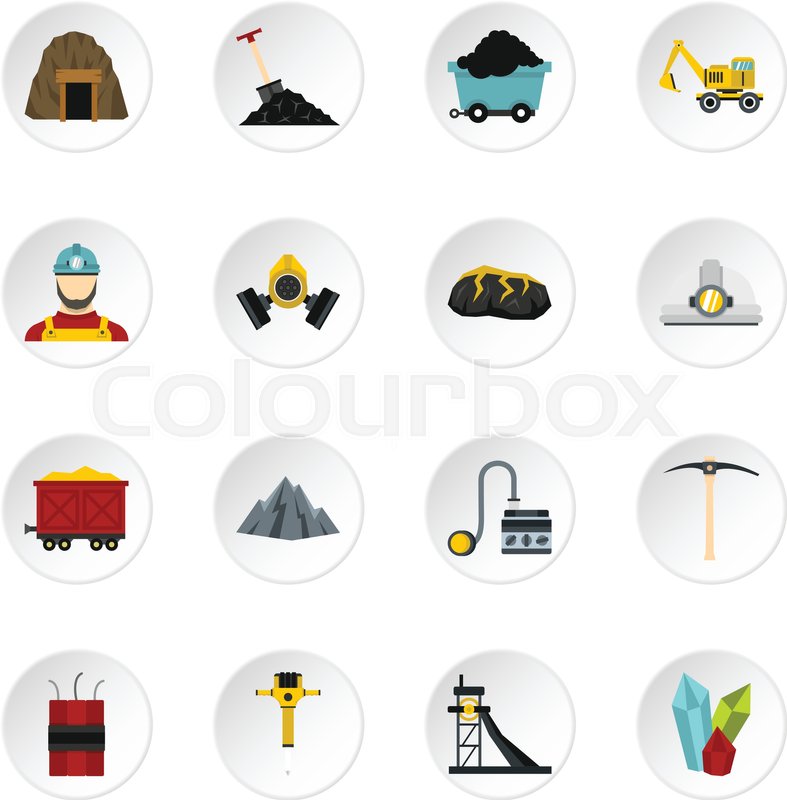 Miner set icons in flat style isolated ... | Stock vector | Colourbox