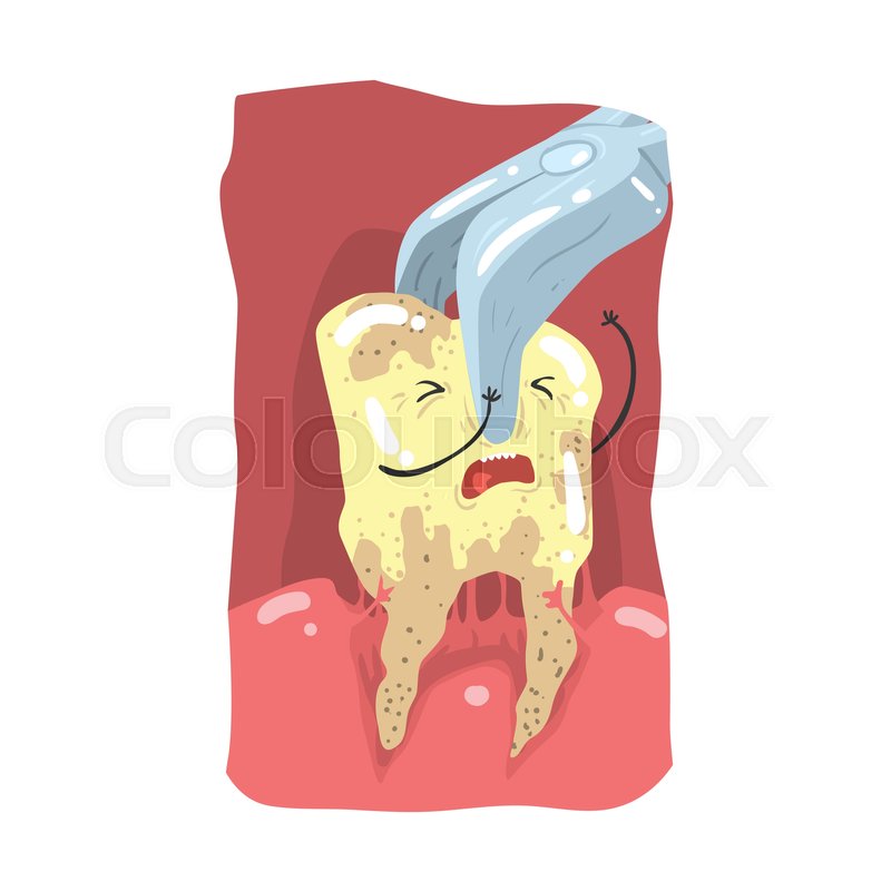 Cartoon tooth character extraction by ... | Stock vector | Colourbox