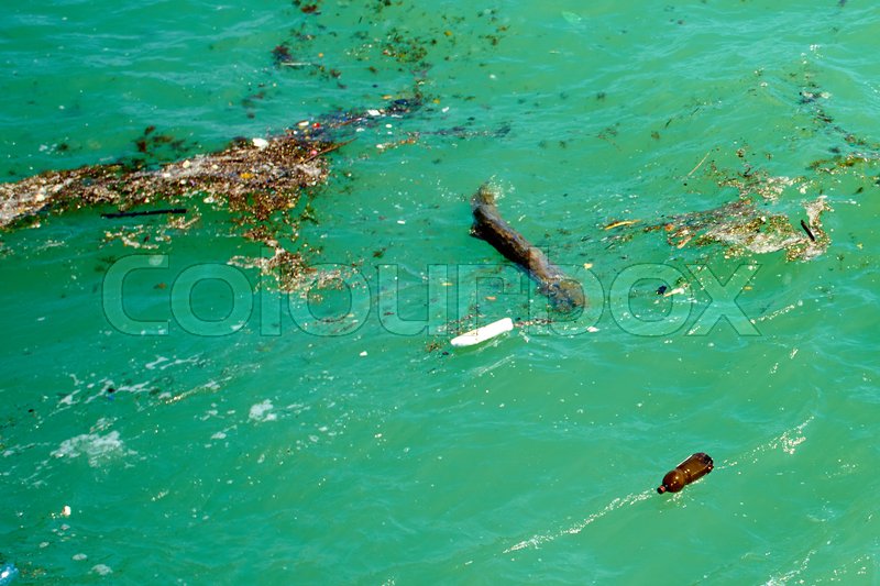 Dirty sea with trash. Plastic pollution ... | Stock image | Colourbox