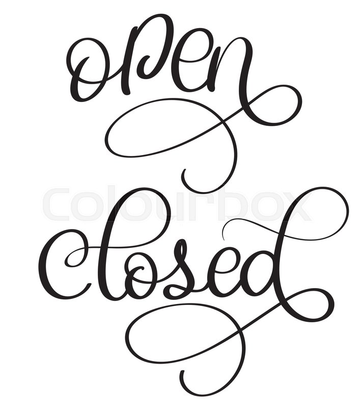 Open closed vector vintage text. ... | Stock vector | Colourbox