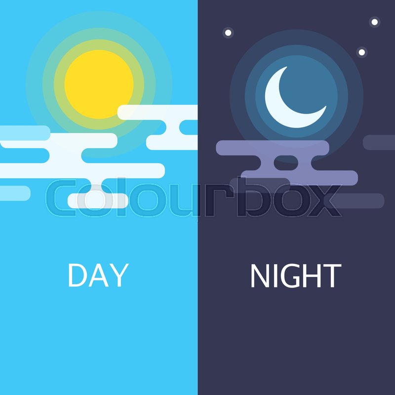 Day and night vector flat ... | Stock vector | Colourbox