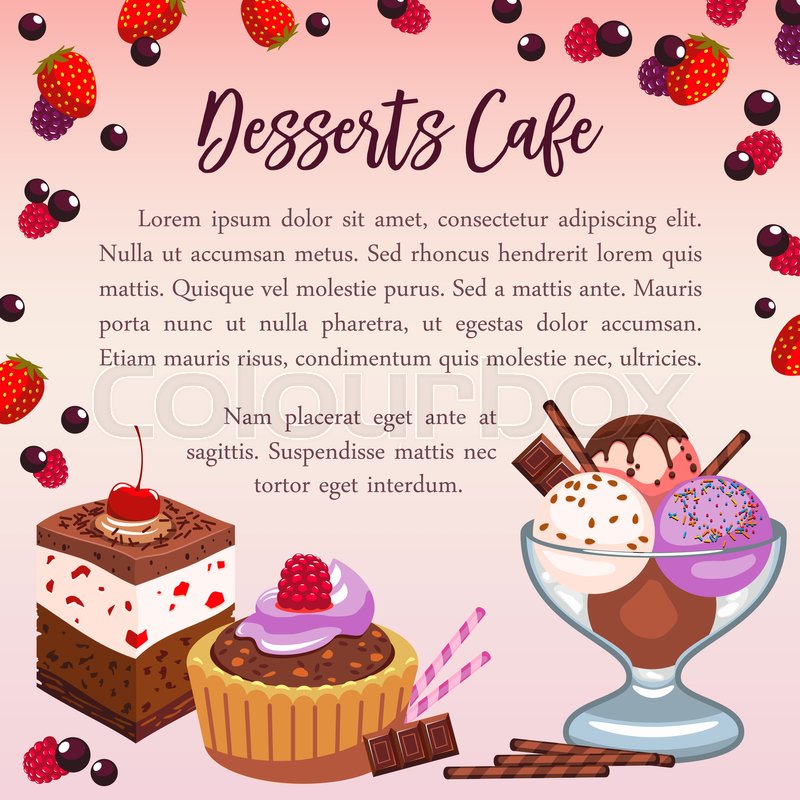 Desserts poster for cafe. Vector ... | Stock vector | Colourbox