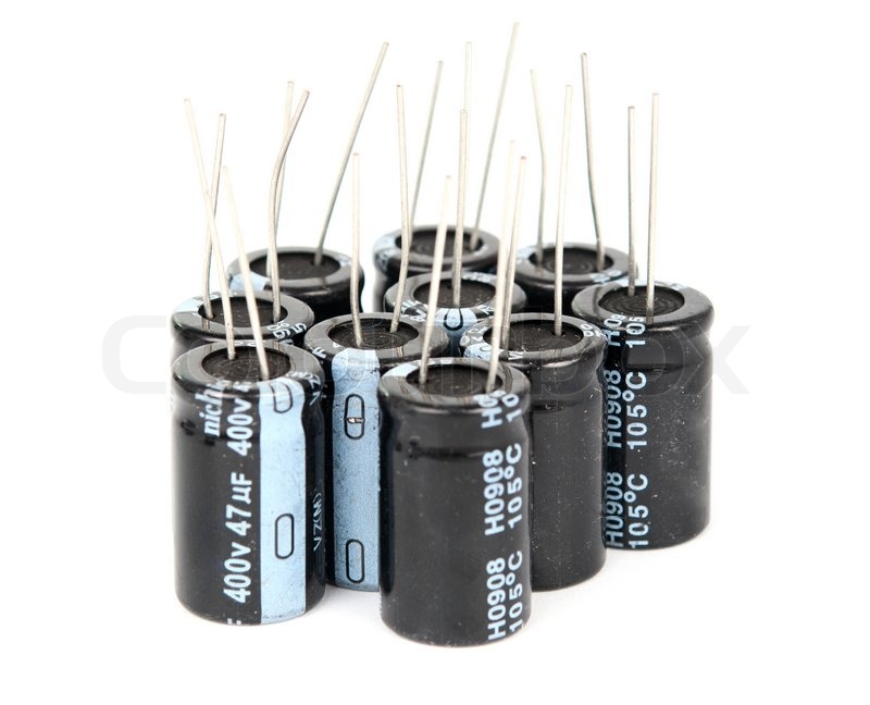 Capacitors on a white background | Stock image | Colourbox