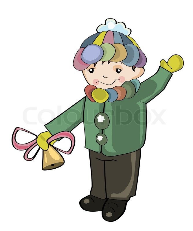 Isolated kid with ringing bell | Stock vector | Colourbox