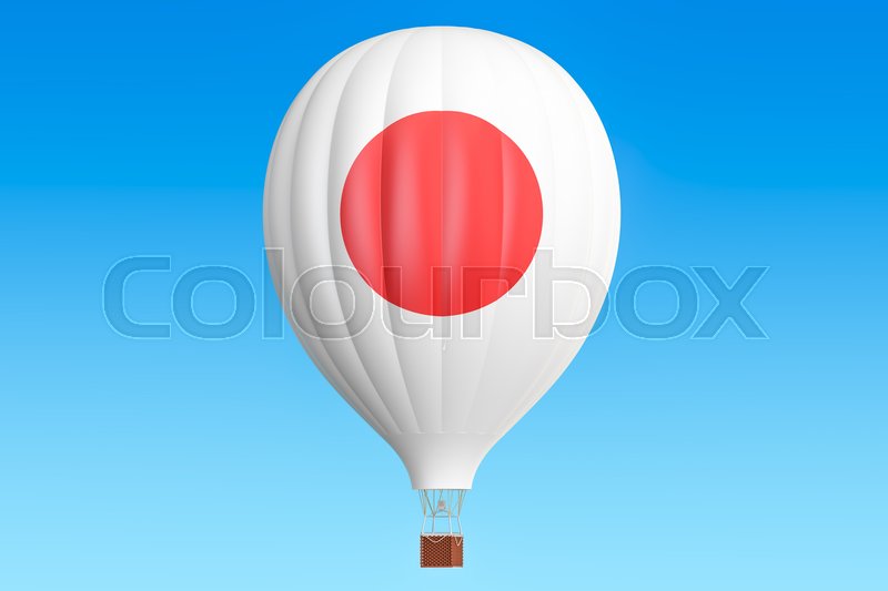 Hot air balloon with Japanese flag, 3D ... | Stock image | Colourbox