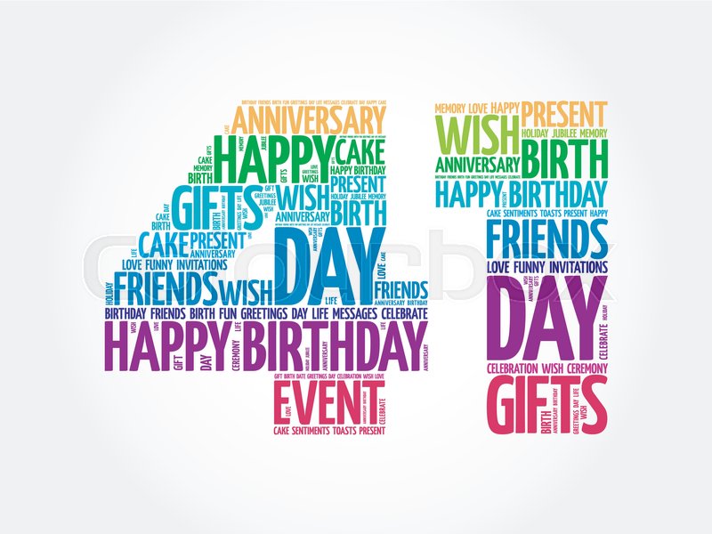 Happy 41st birthday word cloud collage ... | Stock vector | Colourbox