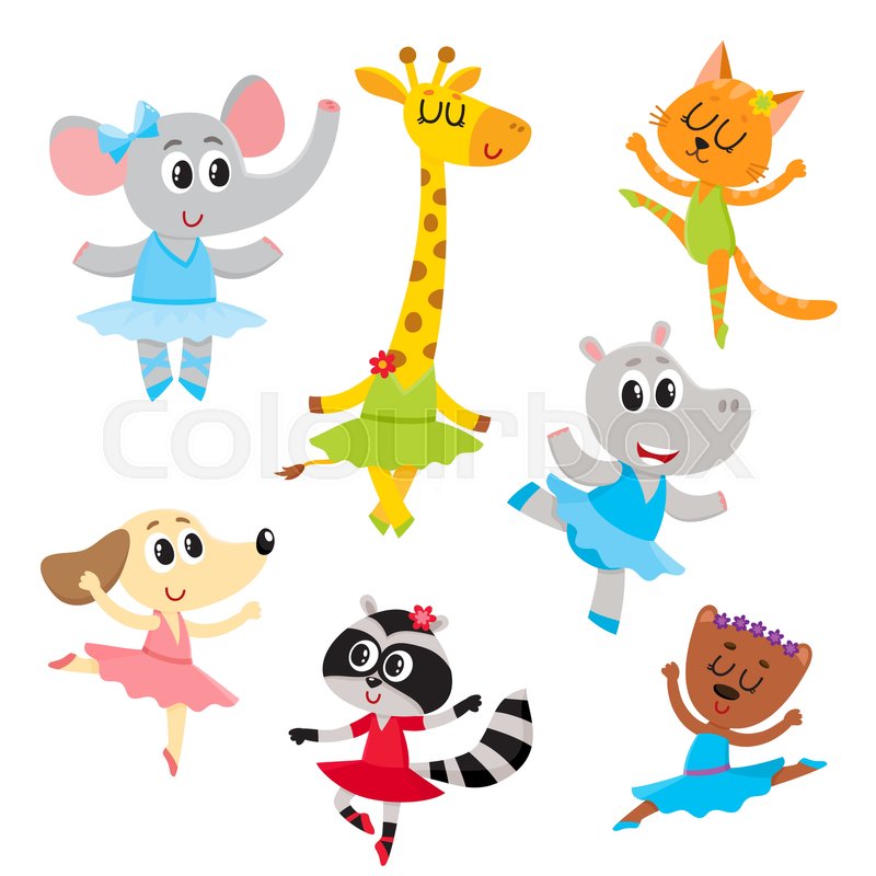 Cute little animal characters, ballet ... | Stock vector | Colourbox