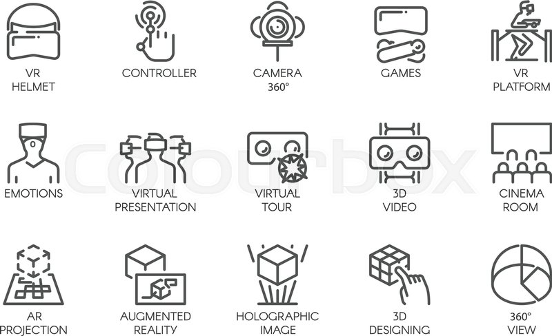 Big set of line icons of augmented ... | Stock vector | Colourbox