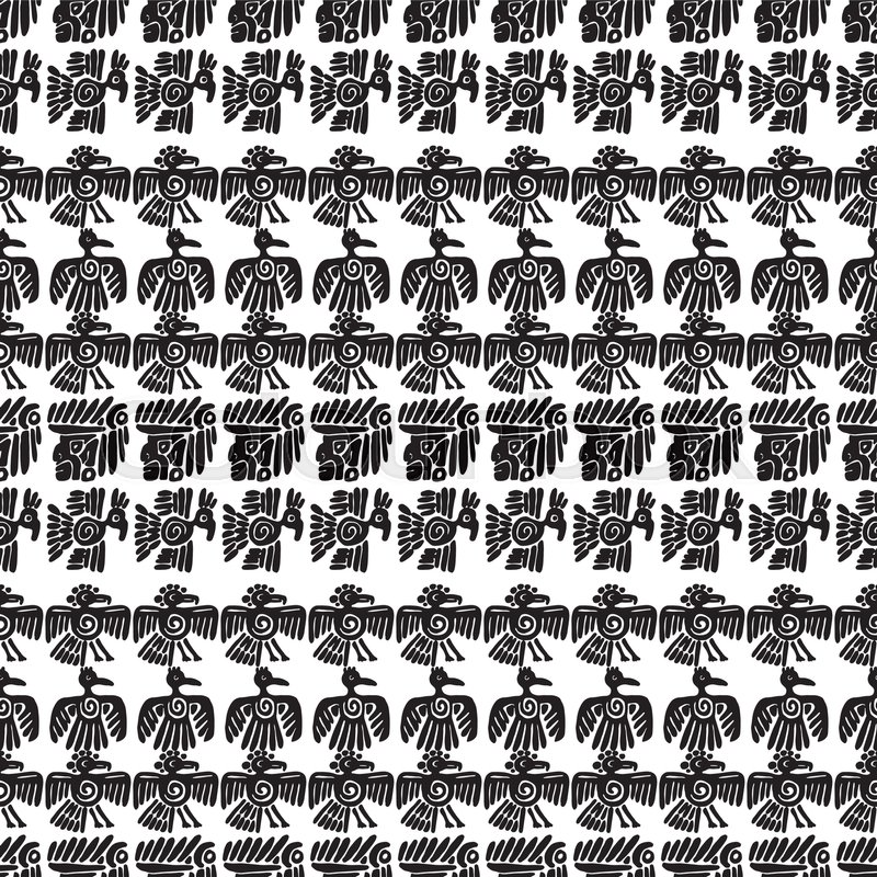 Seamless vector maya pattern. Black ... | Stock vector | Colourbox