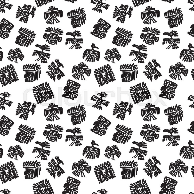 Seamless vector maya pattern. Black ... | Stock vector | Colourbox