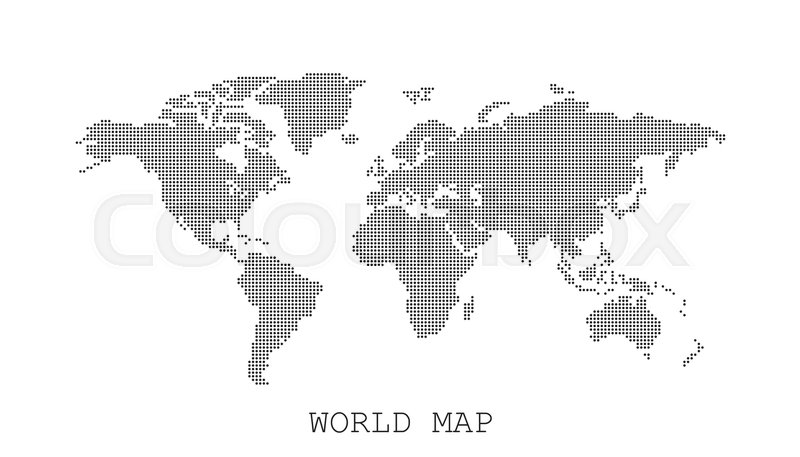 Dotted blank black world map isolated ... | Stock vector | Colourbox