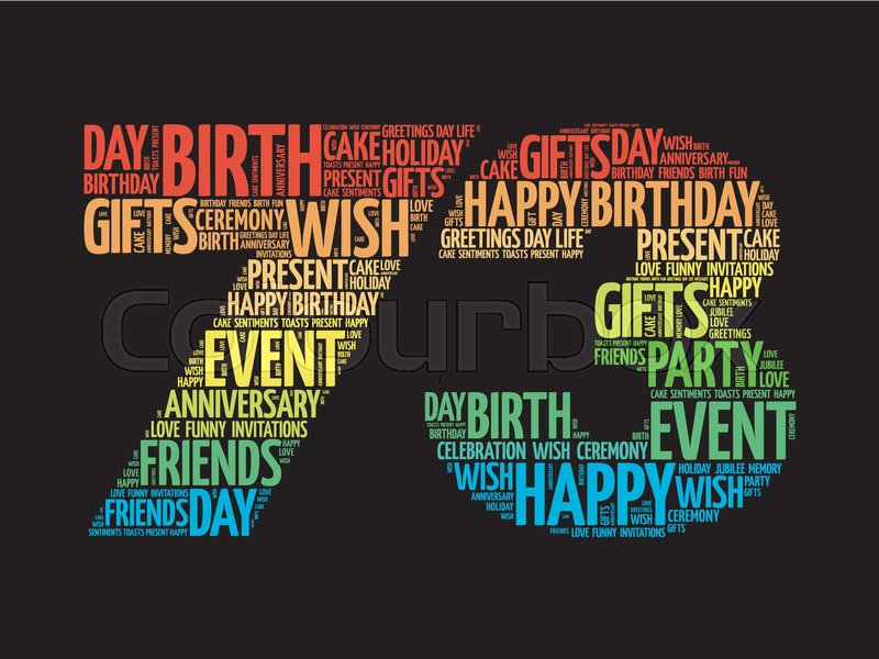 Happy 73rd birthday word cloud collage ... | Stock vector | Colourbox