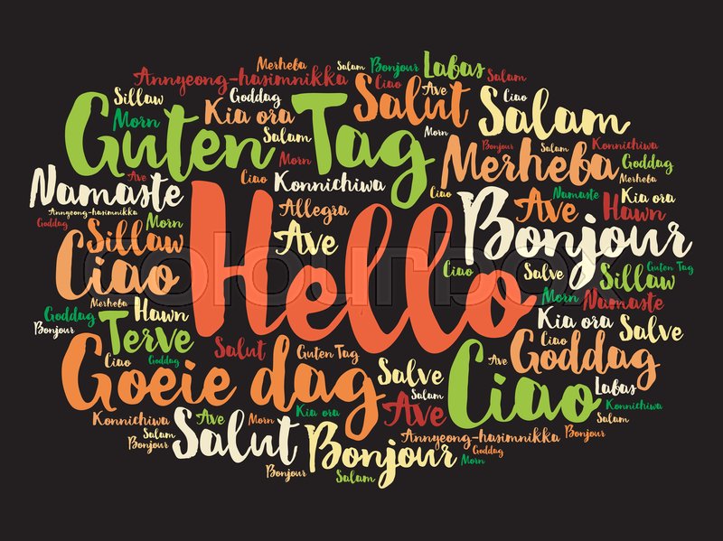 Hello word cloud in different ... | Stock vector | Colourbox