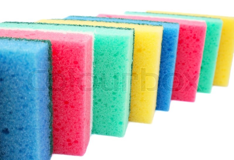 Colorful sponges isolated on white ... | Stock image | Colourbox