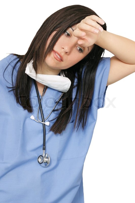 Weary, sick, tired, overworked medical ... | Stock image | Colourbox