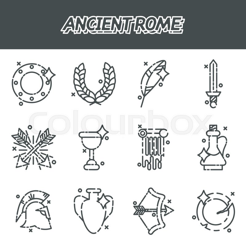 Ancient rome cartoon icons set. Vector ... | Stock vector | Colourbox