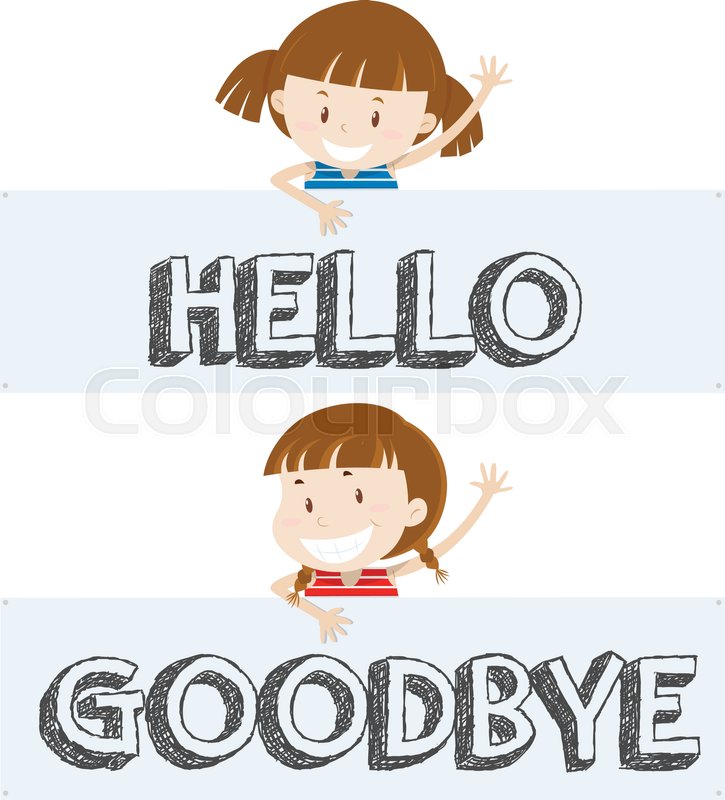 Girls saying hello and goodbye ... | Stock vector | Colourbox