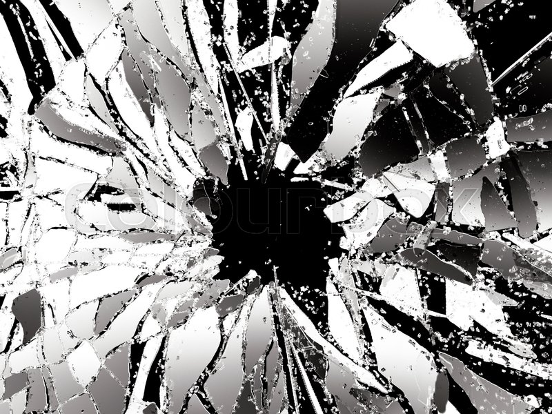 Shattered glass over black background. ... | Stock image | Colourbox