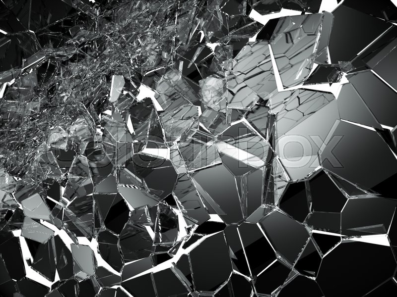 Pieces of splitted or cracked glass on ... | Stock image | Colourbox