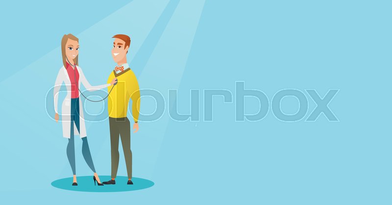 Young caucasian doctor listening to ... | Stock vector | Colourbox