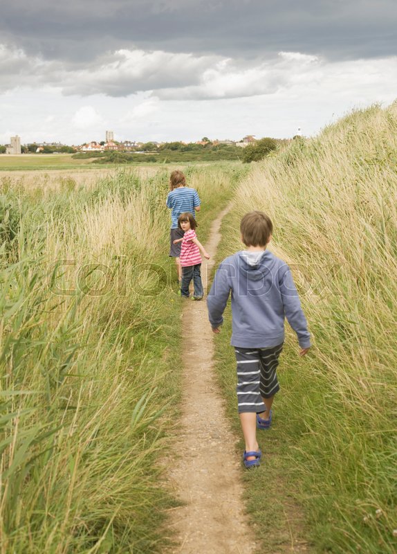 Children walking down path | Stock image | Colourbox
