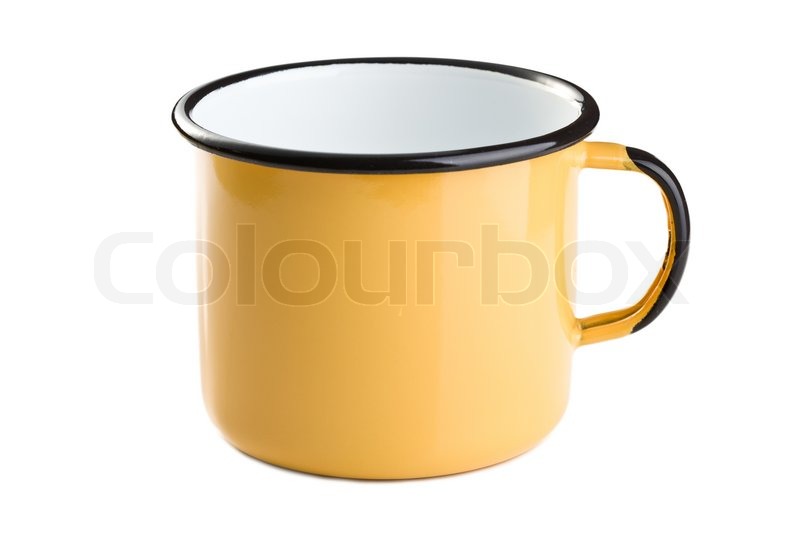 Tin cup on white background | Stock image | Colourbox