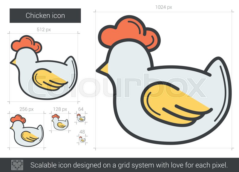 Chicken vector line icon isolated on ... | Stock vector | Colourbox