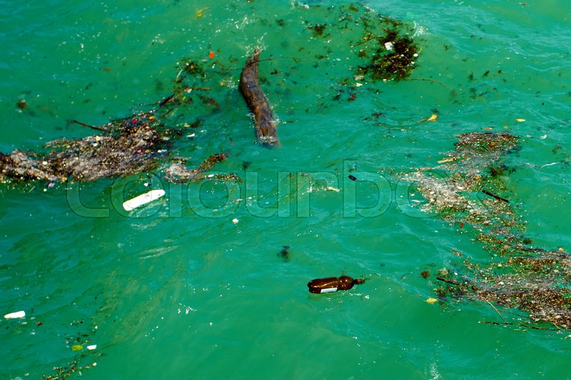 Dirty sea with trash. Plastic pollution ... | Stock image | Colourbox