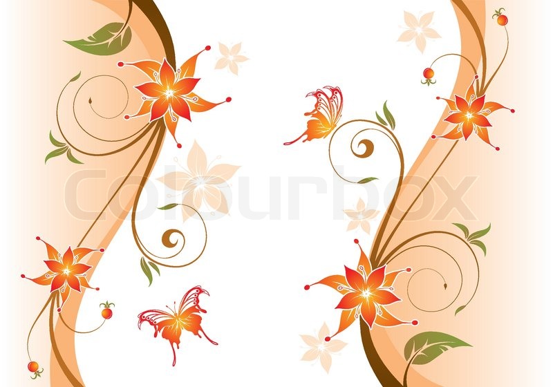 Flower background with butterfly, ... | Stock vector | Colourbox