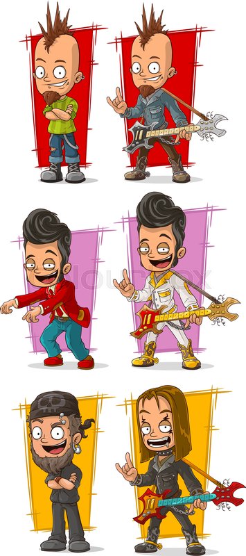 Cartoon crazy punk rock metal ... | Stock vector | Colourbox