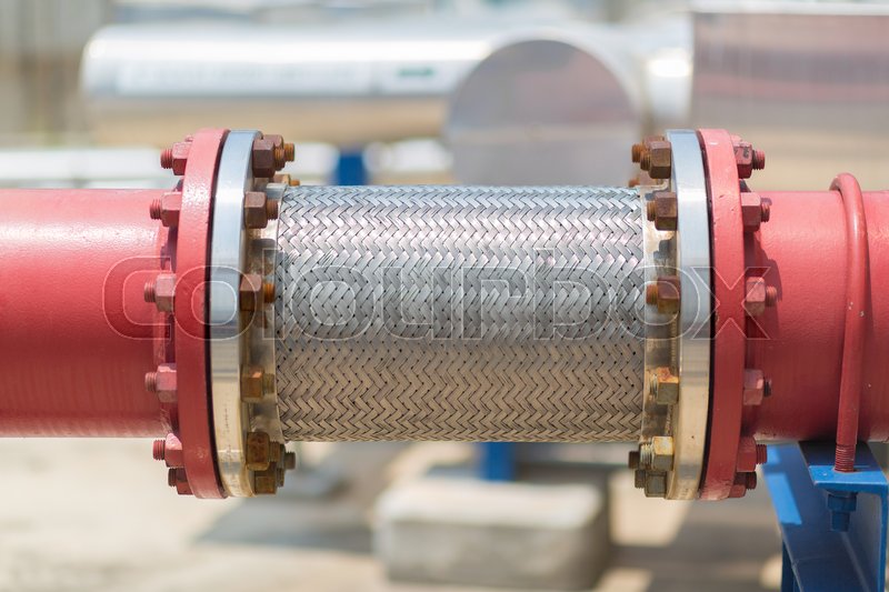 Steel pipe line in industrial factory ... | Stock image | Colourbox