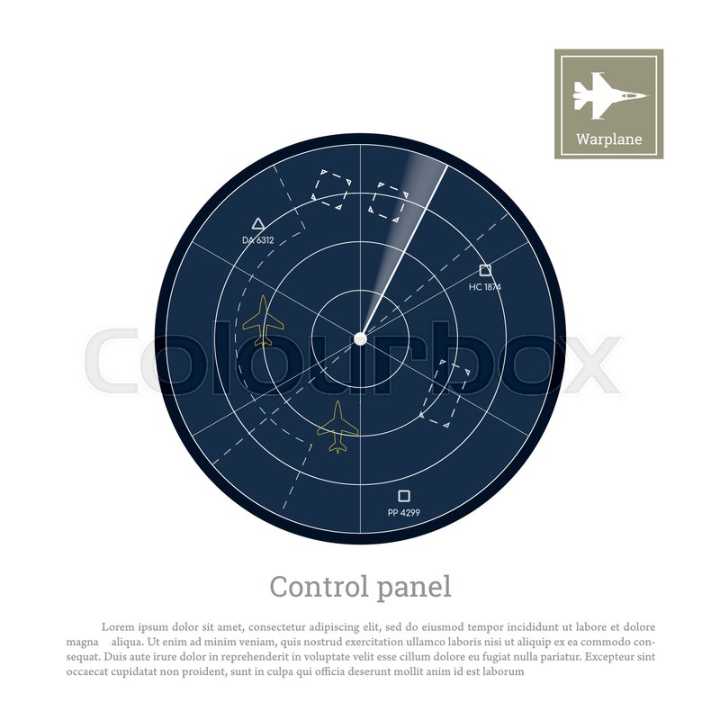 Military radar. Control panel for army ... | Stock vector | Colourbox