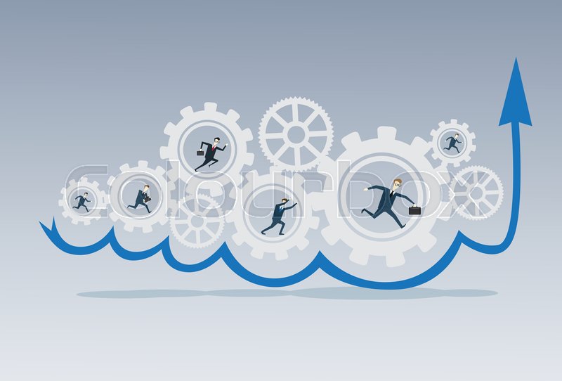Business People Group Running In Cog ... | Stock vector | Colourbox