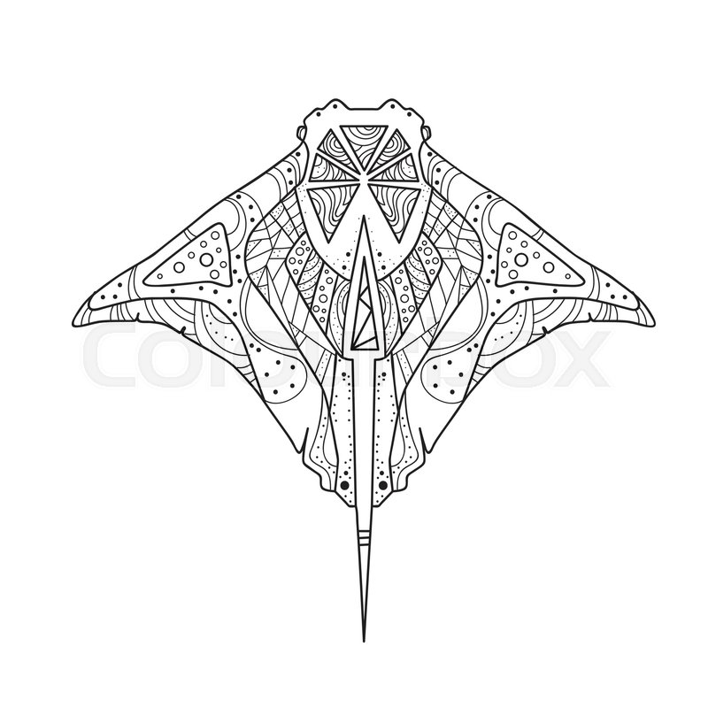 Zentangle Stingray waterproof sticker Digital Drawing & Illustration ...