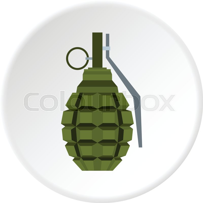 Hand grenade icon in flat circle ... | Stock vector | Colourbox