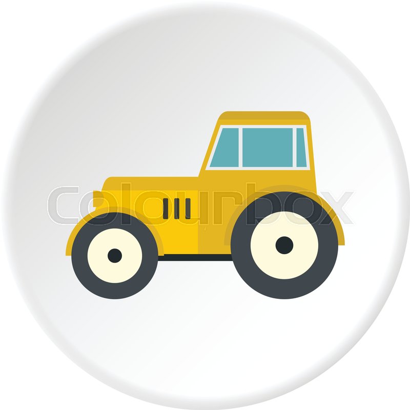 Yellow tractor icon in flat circle ... | Stock vector | Colourbox
