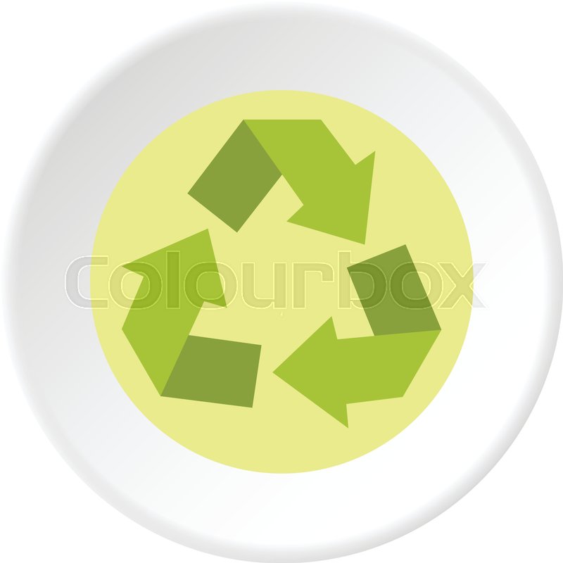 Recycling icon in flat circle isolated ... | Stock vector | Colourbox
