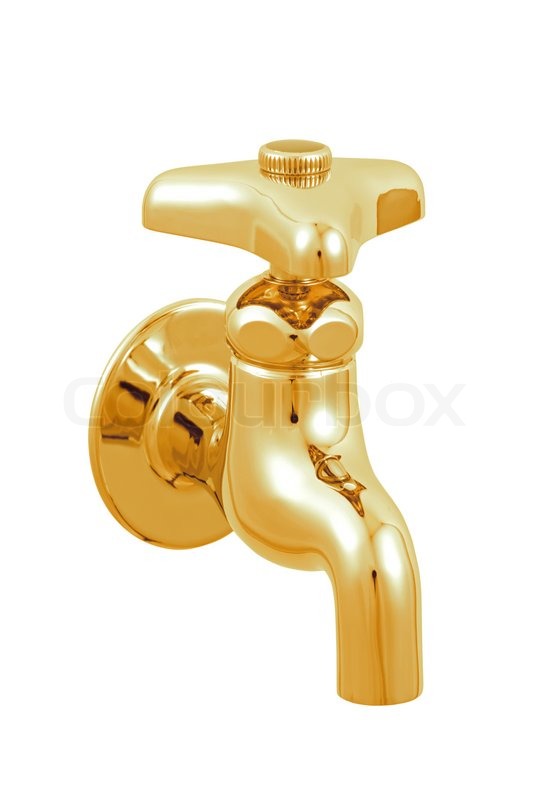 Golden stainless steel tap isolated on ... | Stock image | Colourbox