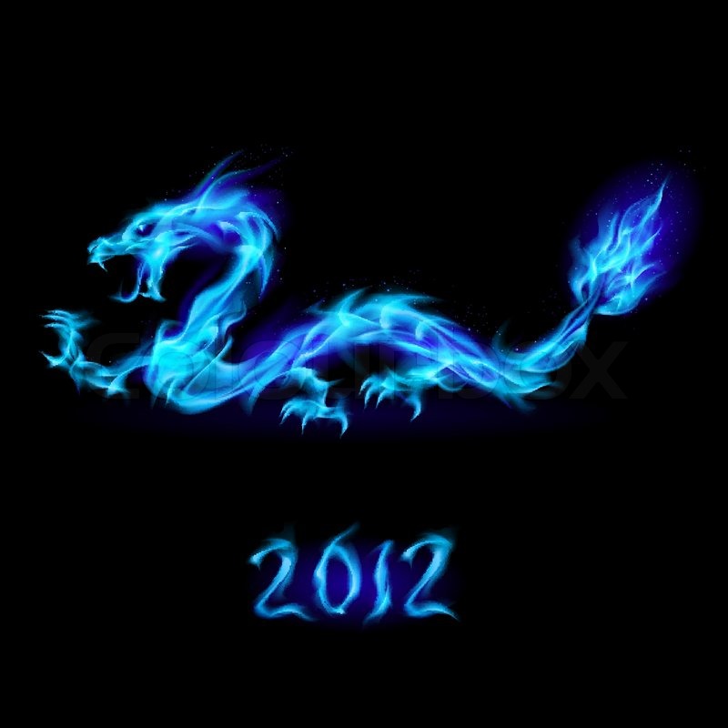 Abstract blue fiery dragon ... | Stock vector | Colourbox