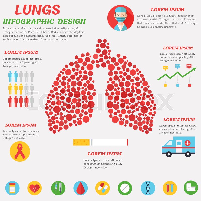 Lungs Infographic design with set of ... | Stock vector | Colourbox