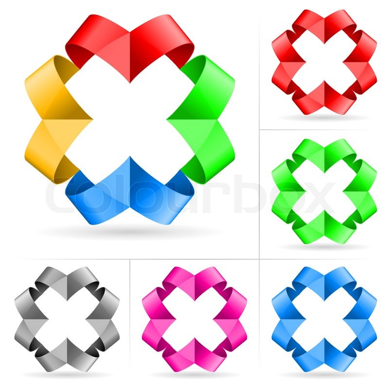 Set of ribbon number four on a white ... | Stock vector | Colourbox