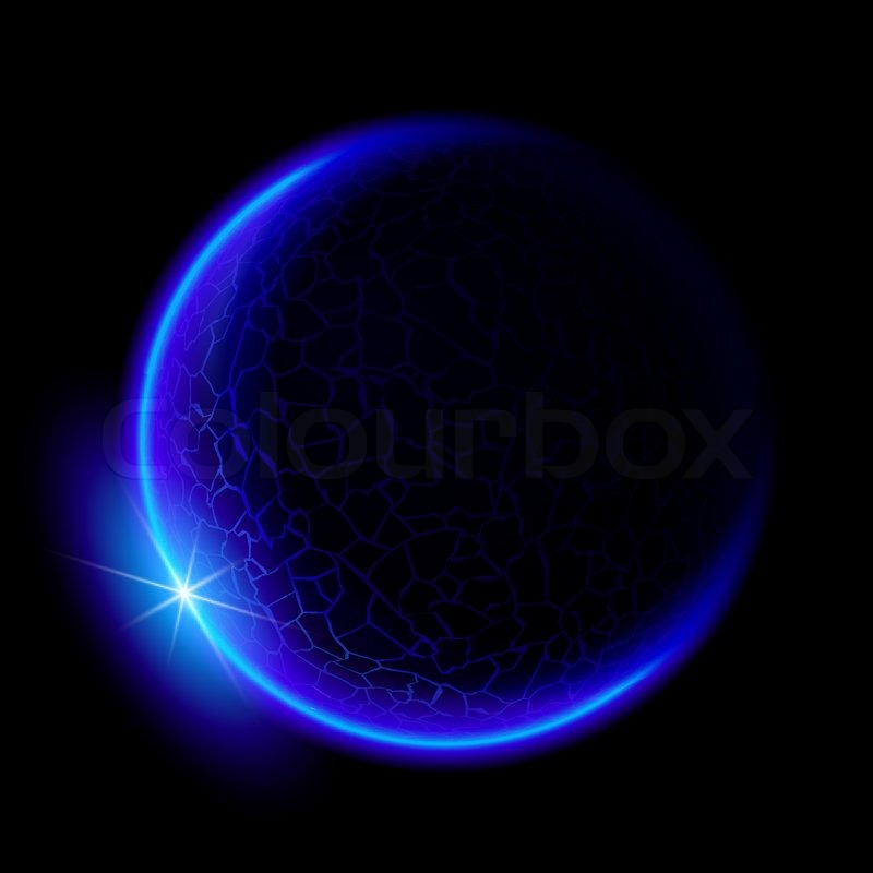 One blue planet in deep space Black ... | Stock vector | Colourbox