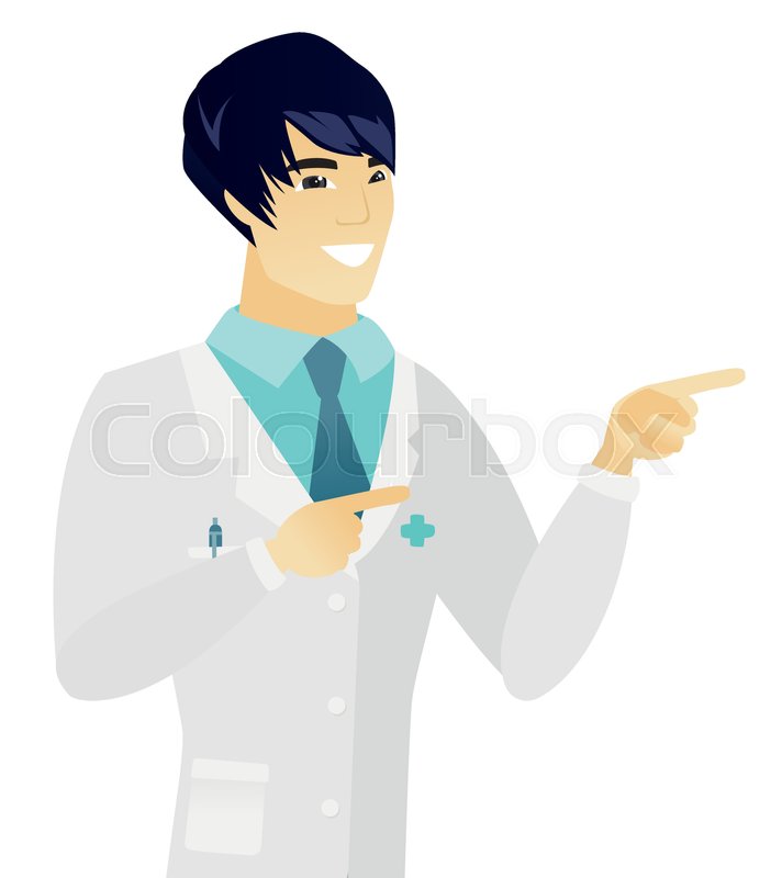 Young asian doctor in medical gown ... | Stock vector | Colourbox
