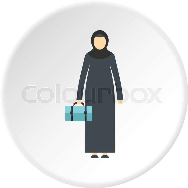 Arabic woman icon in flat circle ... | Stock vector | Colourbox