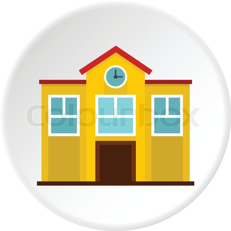 School icon in flat circle isolated ... | Stock vector | Colourbox
