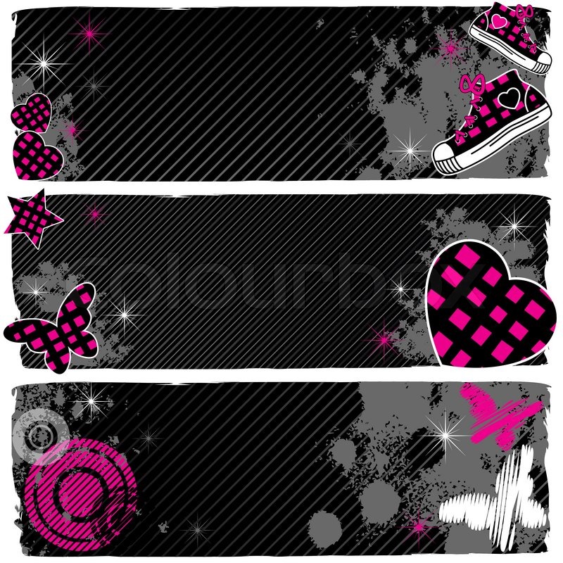 A set of three modern emo banners | Stock vector | Colourbox