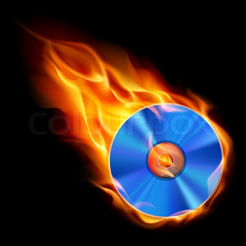 Burning CD Illustration on black ... | Stock vector | Colourbox